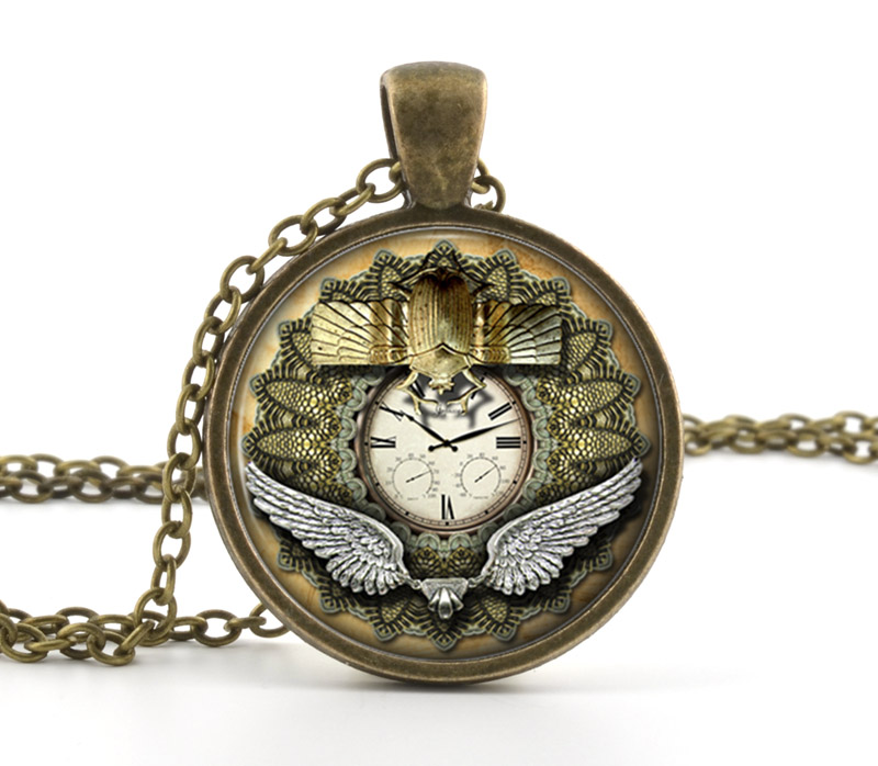 Steampunk Clock Pendant - Vintage Bronze Necklace - Steampunk Necklace ...